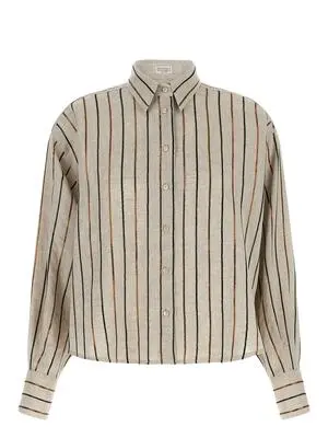 Brunello Cucinelli Sparkling Stripes Shirt - Beige