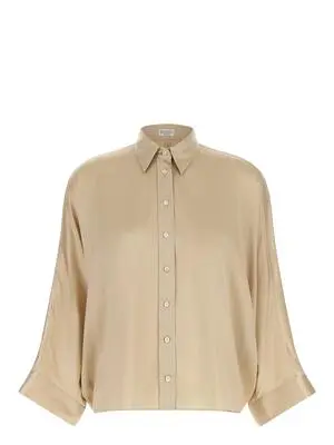 Brunello Cucinelli Monile Satin Shirt - Beige