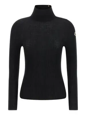 Moncler MONCLER Logo Turtleneck Sweater Black