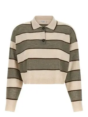Brunello Cucinelli Sparkling Stripes Polo Shirt Multi