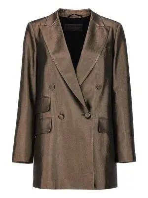Max Mara Edro Lamé Silk Blazer - Brown