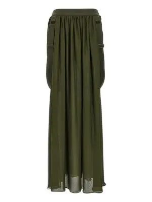 Max Mara Jedy Silk Chiffon Skirt - Green