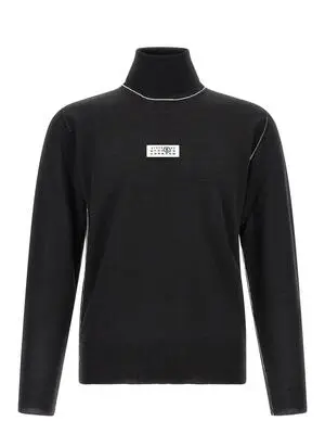 MAISON MARGIELA Turtleneck Sweater With Contrast Stitching - Black