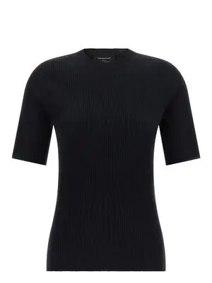 Fabiana Filippi Ribbed Knit Short-sleeve Sweater - Blue