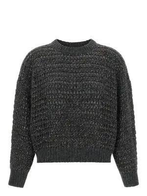Brunello Cucinelli Dazzling Braids Sweater - Gray