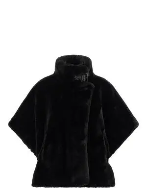 Pinko PINKO Cape With High Neck And Leather Straps Black