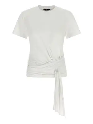 7 For All Mankind Draped Detail T-shirt - White