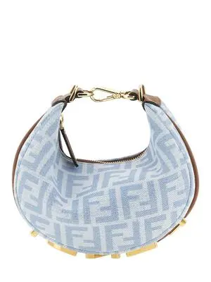 Fendi Fendigraphy Mini Hobo Handbag - Light Blue