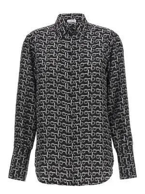 Burberry BURBERRY Silk Monogram Print Shirt Black