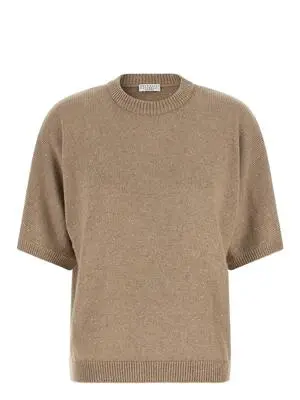 Brunello Cucinelli Diamante Cashmere And Silk Sweater - Beige