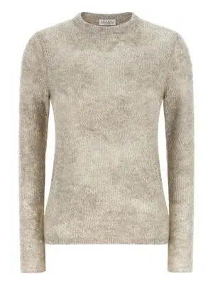 Brunello Cucinelli Flower Lace' Sweater - Beige