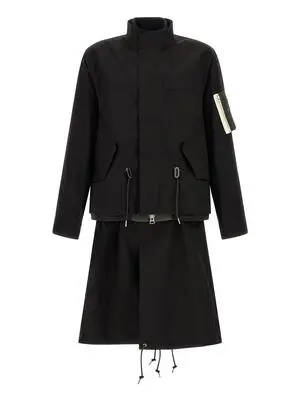 Sacai Nylon Twill X Rip Stop Coat - Black