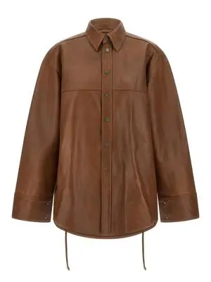 HAIKURE Victoria Leather Overshirt - Brown