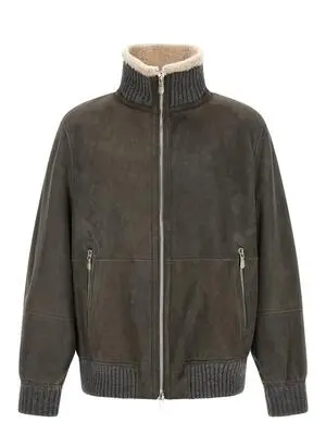 Brunello Cucinelli BRUNELLO CUCINELLI Leather Jacket Gray