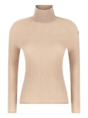 Moncler Textured Wool Turtleneck Sweater - Beige
