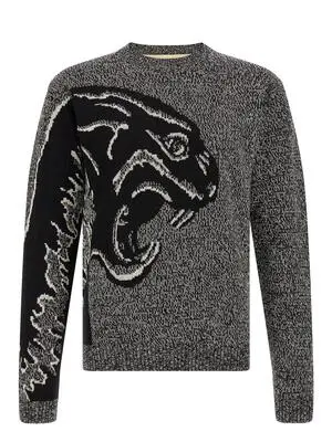Valentino Garavani Panther Mélange Crew Neck Sweater - White/black