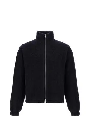 JIL SANDER Zipped Wool Blend Sweatshirt - Blue