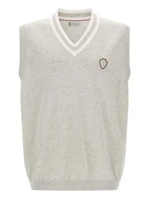 Brunello Cucinelli Heraldic Logo Vest - Gray