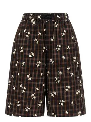 GANNI Check Flower Bermuda Shorts - Brown
