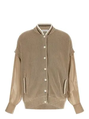 BRUNELLO CUCINELLI Organza Sleeve Cardigan