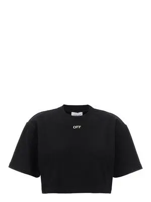 Off-White Off Stamp Cropped T-shirt - Black