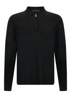 Kiton Wool Polo Shirt 14 Microns - Black