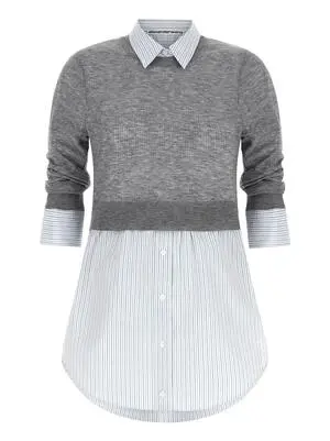 Alexander Wang Hybrid Wool And Cotton Knitted Shirt - Gray