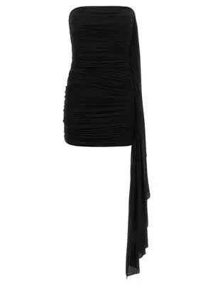 Alexander Wang Asymmetrical Draped Mini Dress - Black