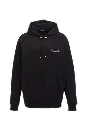 Balmain Signature Cotton Hoodie - Black