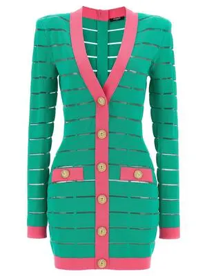 Balmain Two-tone Knit Dress - Green