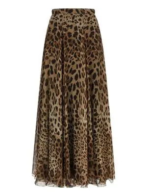 Dolce & Gabbana Leo Silk Chiffon Skirt - Brown