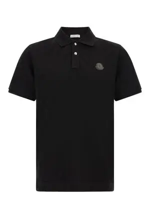MONCLER Leather Logo Patch Polo Shirt