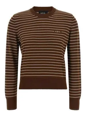 A.p.c. Sima Striped Cotton Sweater - Brown