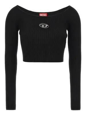 DIESEL® M-vera-ls Ribbed Crop Sweater - Black