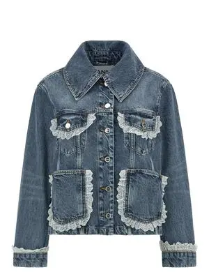 GANNI Denim And Lace Jacket - Blue