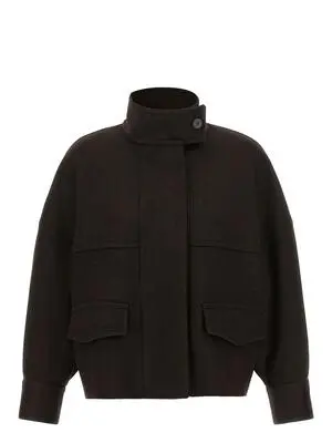 Alberto Biani Loro Piana Wool Bomber Jacket - Brown