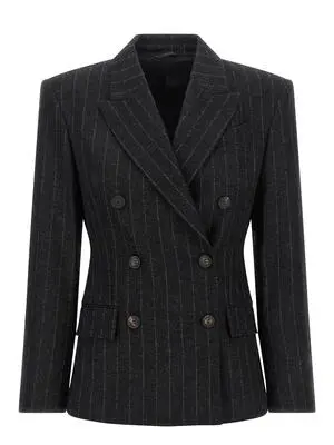 BRUNELLO CUCINELLI BRUNELLO CUCINELLI Sequined Pinstripe Double-Breasted Blazer
