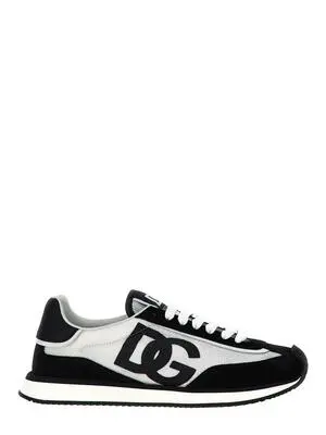 Dolce & Gabbana Dg Cushion Mesh And Suede Sneakers - White/black