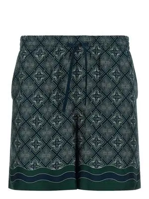 Casablanca Radiating Monogram Silk Bermuda Shorts - Multi