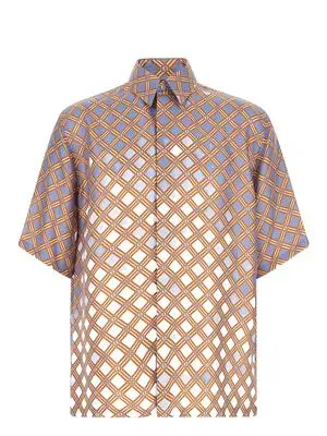 Fendi 'net' Print Silk Shirt Multi