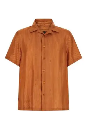 Fendi Selleria' Stitching Silk Shirt - Orange
