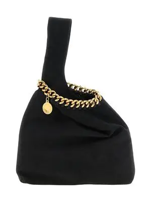 Stella McCartney STELLA MCCARTNEY Suede Falabella Wristlet Handbag Black