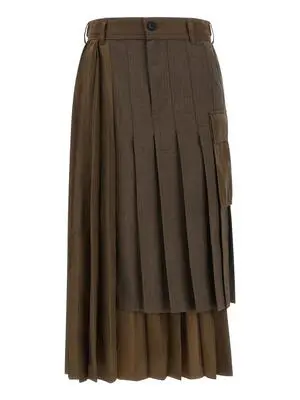 Sacai Hybrid Construction Skirt - Brown