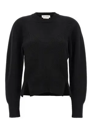 Alexander McQueen MCQUEEN Chevron Corset Sweater Black