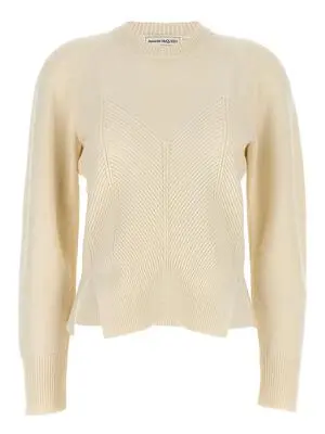 Alexander McQueen MCQUEEN Chevron Corset Sweater White