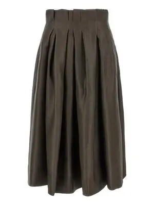 Khaite KHAITE Astrid Midi Skirt Brown