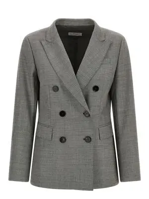 Alberto Biani Double-breasted Wool Blazer - Gray
