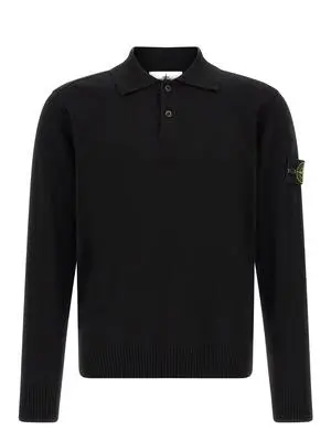 Stone Island Badge Polo Shirt - Black