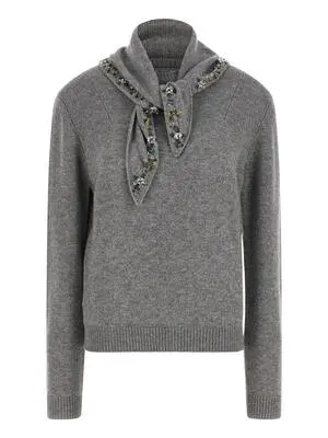 Prada PRADA Cashmere Jewel Bandana Pullover Gray