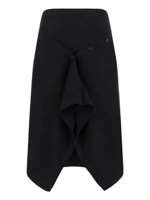 LEMAIRE Button Asymmetrical Skirt - Black